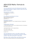 GCSE AQA Formula List | Teaching Resources