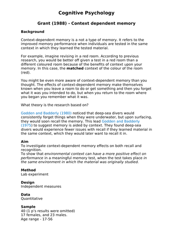 Core studies (A LEVEL) -OCR Psychology | Teaching Resources