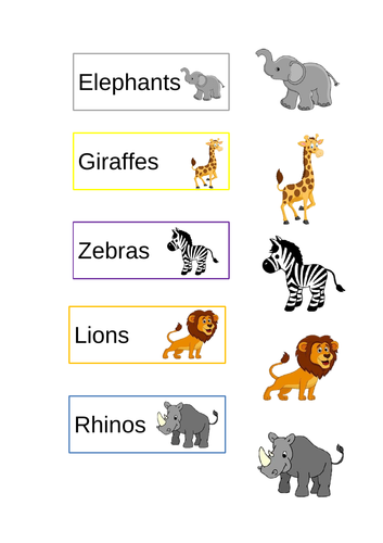 Animals Table Group Display | Teaching Resources