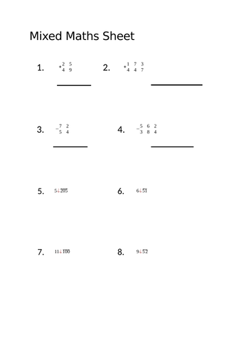 Mixed Maths Basics | Teaching Resources