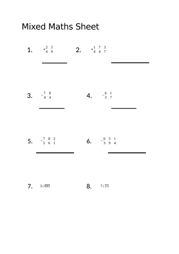 Mixed Maths Basics | Teaching Resources