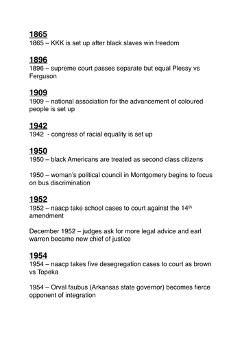 Civil Rights Notes & Timeline - Edexcel GCSE History | Teaching Resources