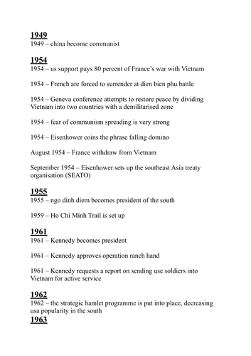 Vietnam War Notes & Timeline - Edexcel GCSE History | Teaching Resources