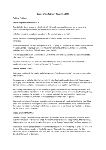 February Revolution 1917 | Teaching Resources