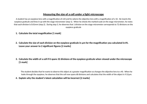 Measuring cells and units (CIE A-level Biology) | Teaching Resources