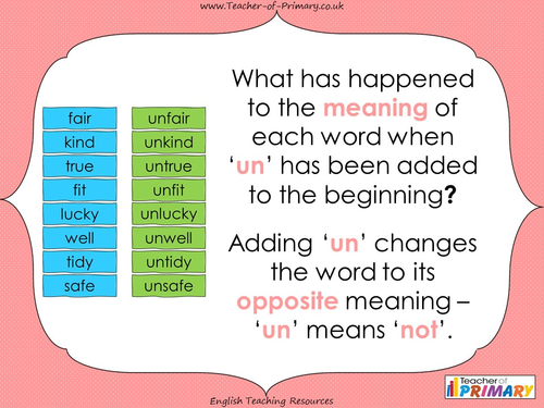 The Prefix 'un' - Year 1 | Teaching Resources
