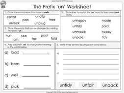 The Prefix 'un' - Year 1 | Teaching Resources