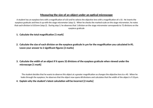 Measuring objects under an optical microscope | Teaching Resources