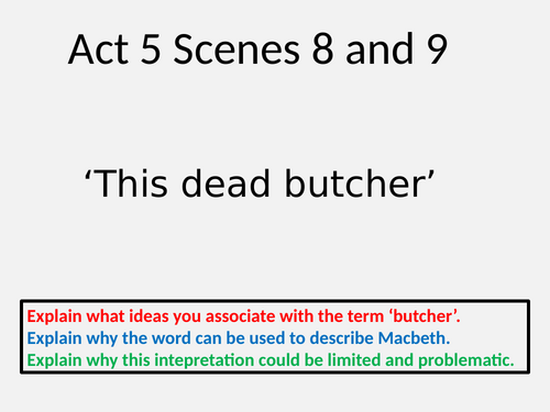 Act 5 Scenes 8 and 9 Macbeth | Teaching Resources