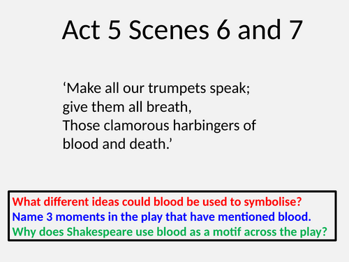 Act 5 Scenes 6 and 7 Macbeth | Teaching Resources
