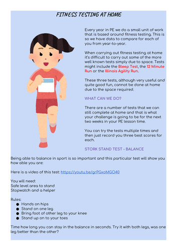 PE Fitness Testing Resource and Worksheet - with Normative Data | KS2 ...