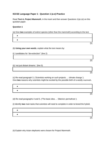 IGCSE First Language Paper 1 (2020) | Teaching Resources IGCSE First Language Paper 1 (2020) | Teaching Resources