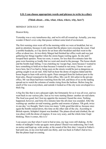 KS3 Diary and Letters Unit | Teaching Resources