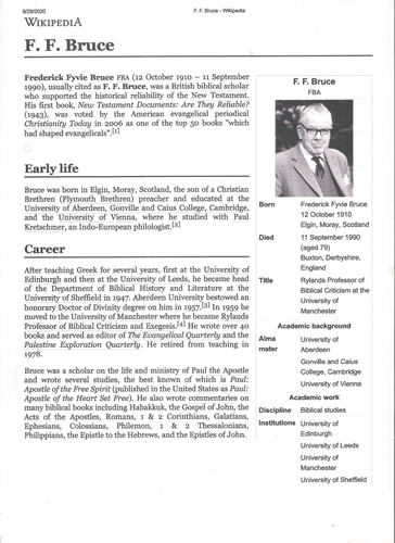 F.F. Bruce (1910-1990) | Teaching Resources