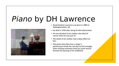 Piano by DH Lawrence Edexcel iGCSE | Teaching Resources