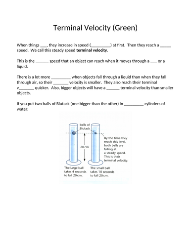 Terminal Velocity | Teaching Resources