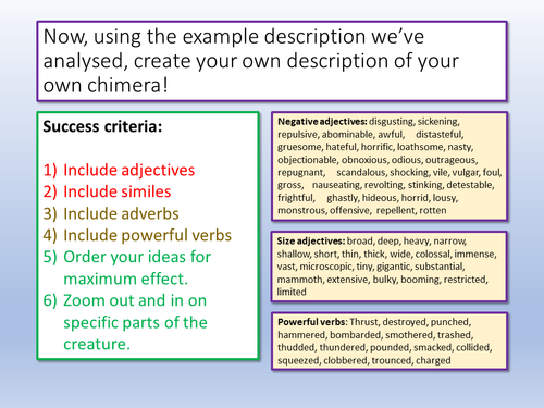 Myths and Legends Descriptive Writing | Teaching Resources