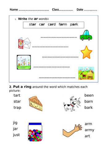 ar digraph worksheet Mrs Pryce's Funny Phonics | Teaching Resources