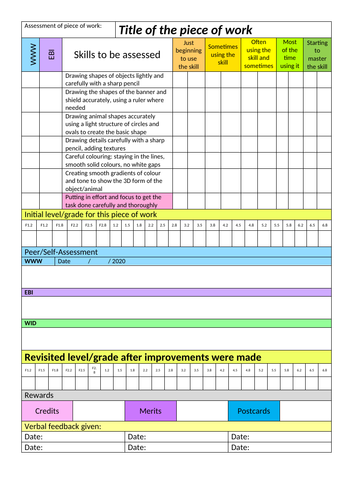 KS3 Art and Design skills assessment sheet | Teaching Resources