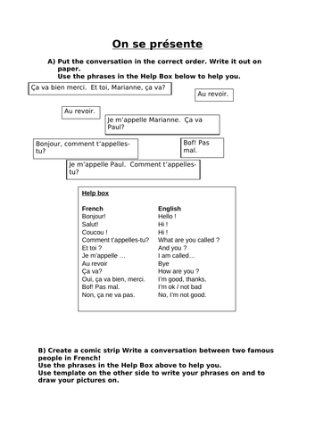 Introducing yourself in French: On se presente (worksheet) | Teaching ...