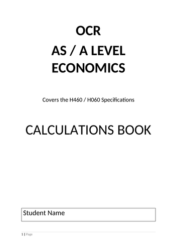 OCR A Level Economics Calculation Student Book 2020 on | Teaching Resources