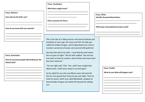 The Saga of Erik the Viking comprehension aimed at year 5 | Teaching ...
