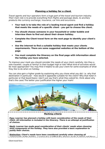 Travel and Tourism Planning a trip activity | Teaching Resources
