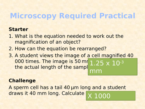 AQA Biology Topic 1 Microscopes Required Practical | Teaching Resources