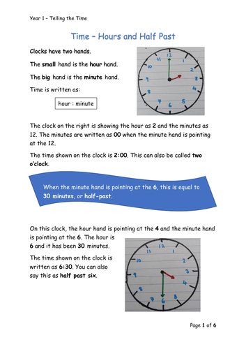 Y1 Maths - Time | Teaching Resources