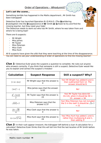 Order of Operations Murder Mystery | Teaching Resources