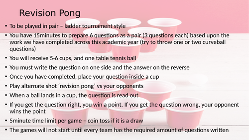 Revision Pong | Teaching Resources