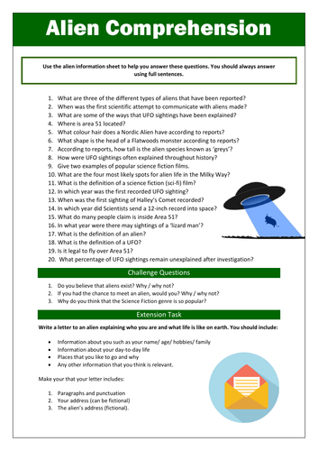 Alien Comprehension | Teaching Resources