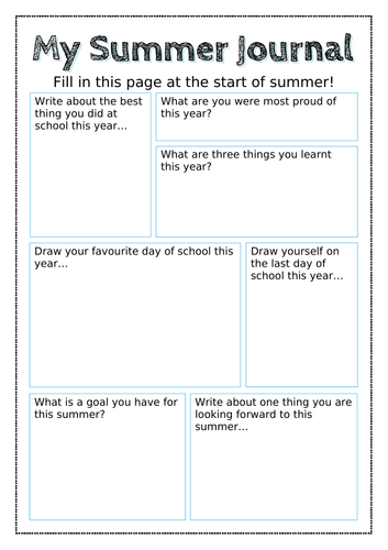 My Summer Journal Worksheet | Teaching Resources