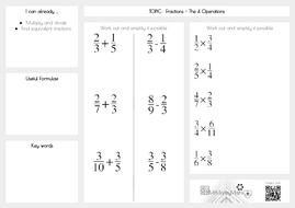 Fractions - The 4 Operations | Teaching Resources