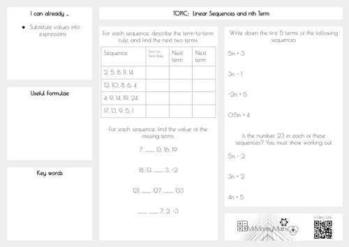 Linear Sequences And Nth Term Teaching Resources