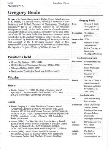 Gregory K. Beale (b, 1949) | Teaching Resources