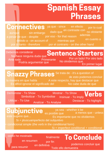 Spanish Essay Phrases for any Essay | Teaching Resources