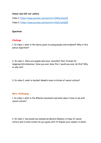 Social Media - Cancel Culture | Teaching Resources