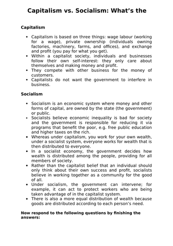 Socialism vs. Capitalism | Teaching Resources