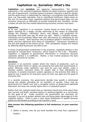 Socialism vs. Capitalism | Teaching Resources