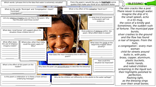 'Blessing' worksheet | Teaching Resources