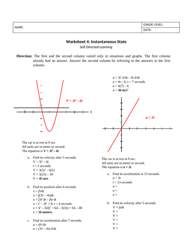 Instantaneous Motion Graphs Worksheet Bundle for Self-Directed Learning ... Instantaneous Motion Graphs Worksheet Bundle for Self-Directed Learning ...