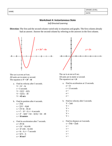 Instantaneous Motion Graphs Worksheet Bundle for Self-Directed Learning ... Instantaneous Motion Graphs Worksheet Bundle for Self-Directed Learning ...