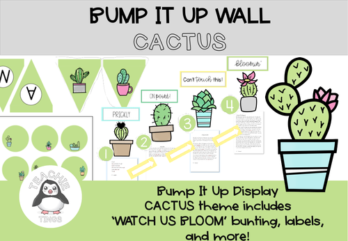 Bump It Up Wall Display – Cacti/Succulent Theme | Teaching Resources