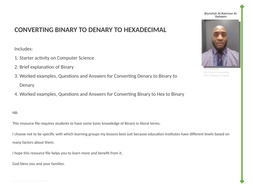 Converting Binary, Hex and Denary Numbers Tutorial with Q&As | Teaching Resources