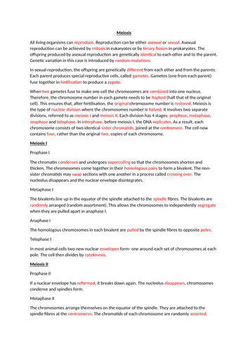 Meiosis worksheet | Teaching Resources