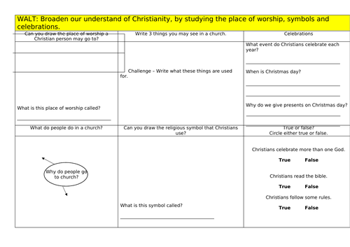 Christianity Worksheet | Teaching Resources