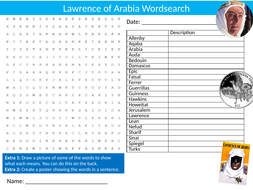 Lawrence of Arabia Wordsearch Starter Settler Activity Homework Cover ...