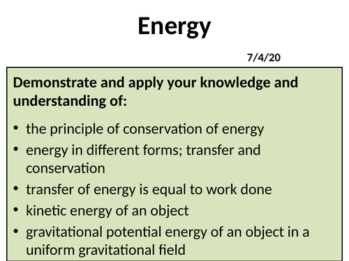 Energy & Power - A level Physics (OCR A) | Teaching Resources