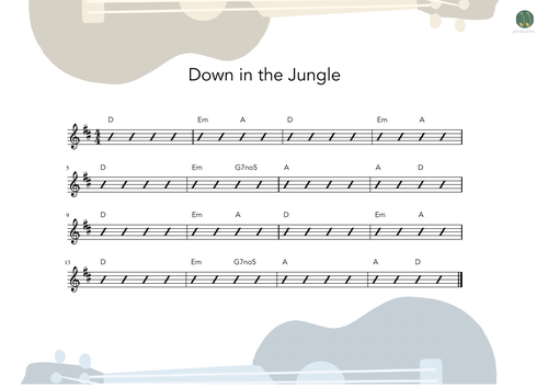 Ukulele Group - Down in the Jungle sheet music and teaching resources ...